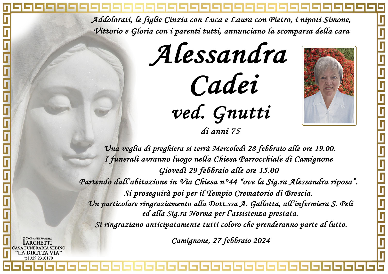 Onoranze Funebri Archetti - Necrologi & Messaggi